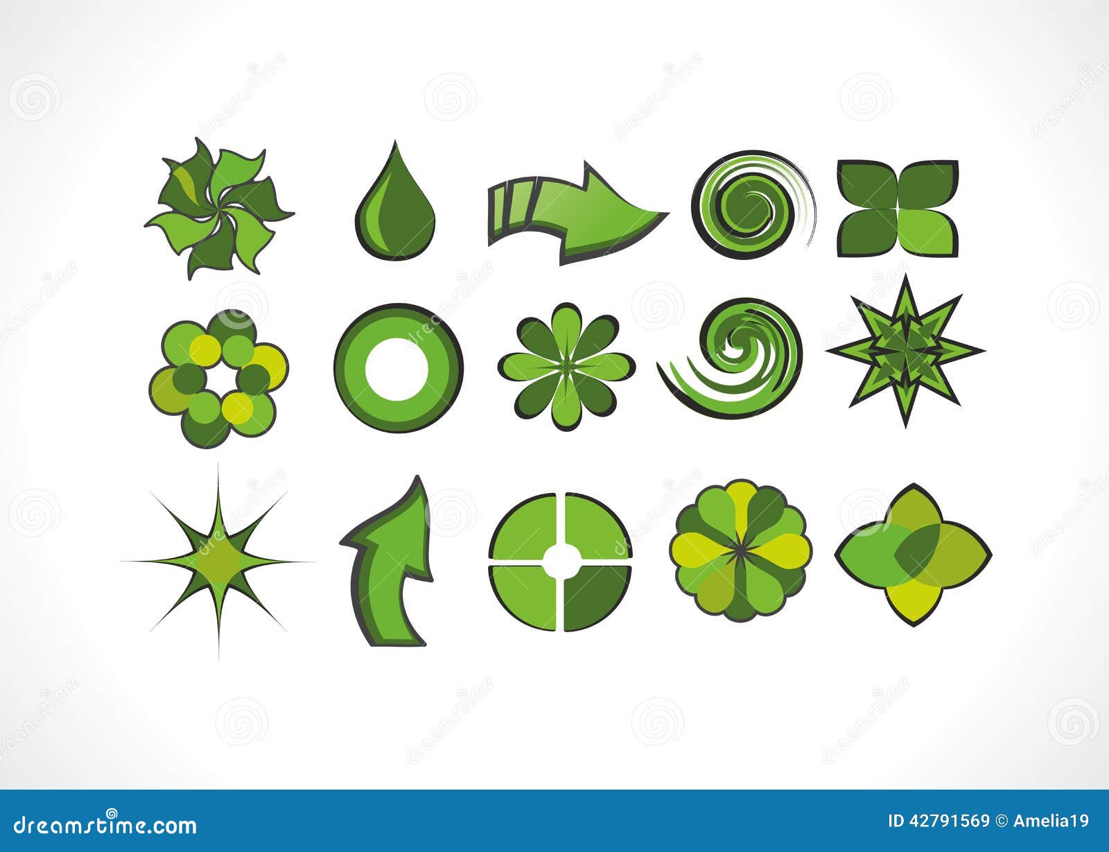 Set of green logo elements stock illustration. Illustration of natural ...
