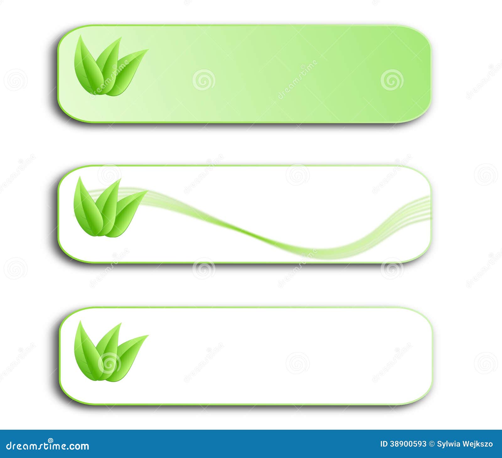 Set Green Menu with Leaves As Design with Space Stock Illustration ...