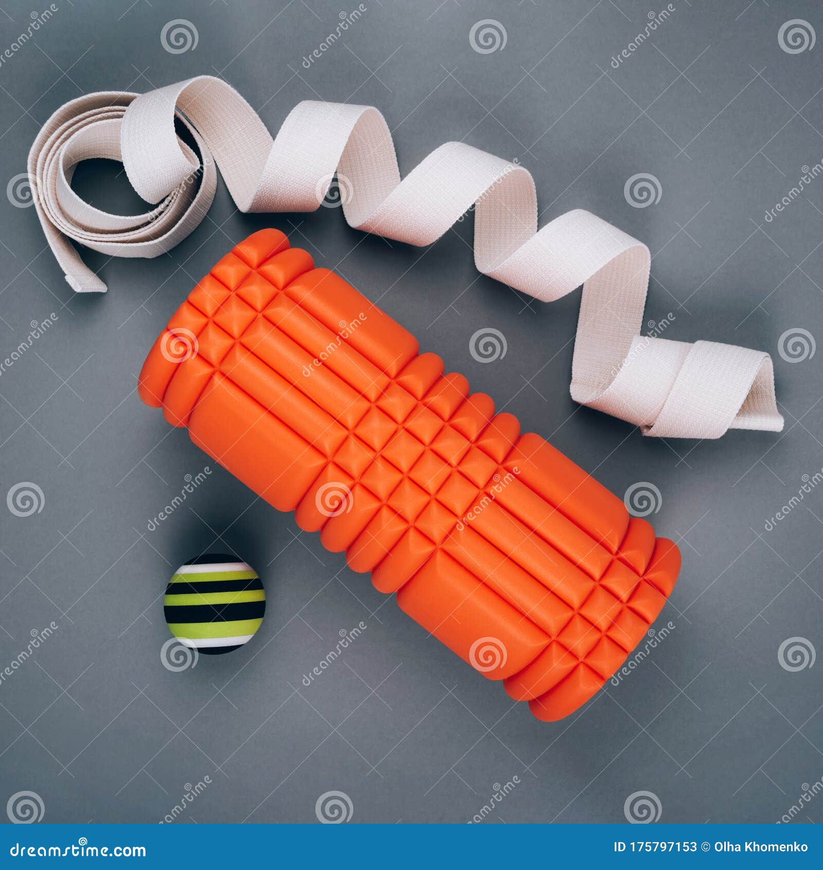 Set of Green Fascia Release Ball, Orange Bumpy Foam Massage Roller for ...