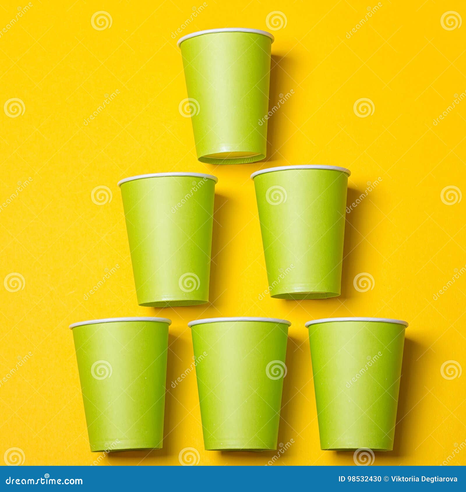 Set of green paper cups stock photo. Image of recycle - 98532430