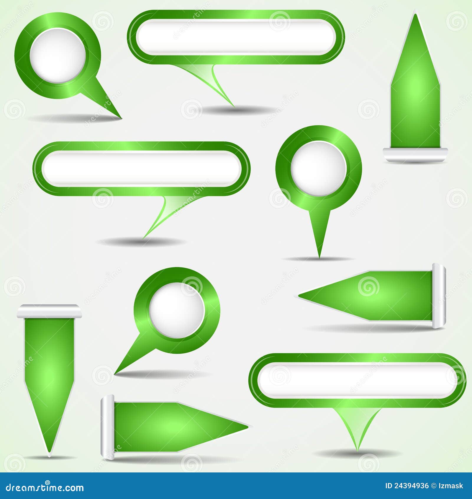 Set of green pointers stock vector. Illustration of retail - 24394936