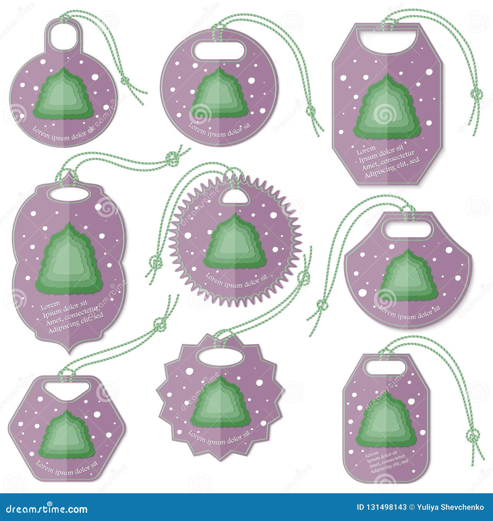 Set of Green-Purple Tags on the White Background Made in Flat Style ...