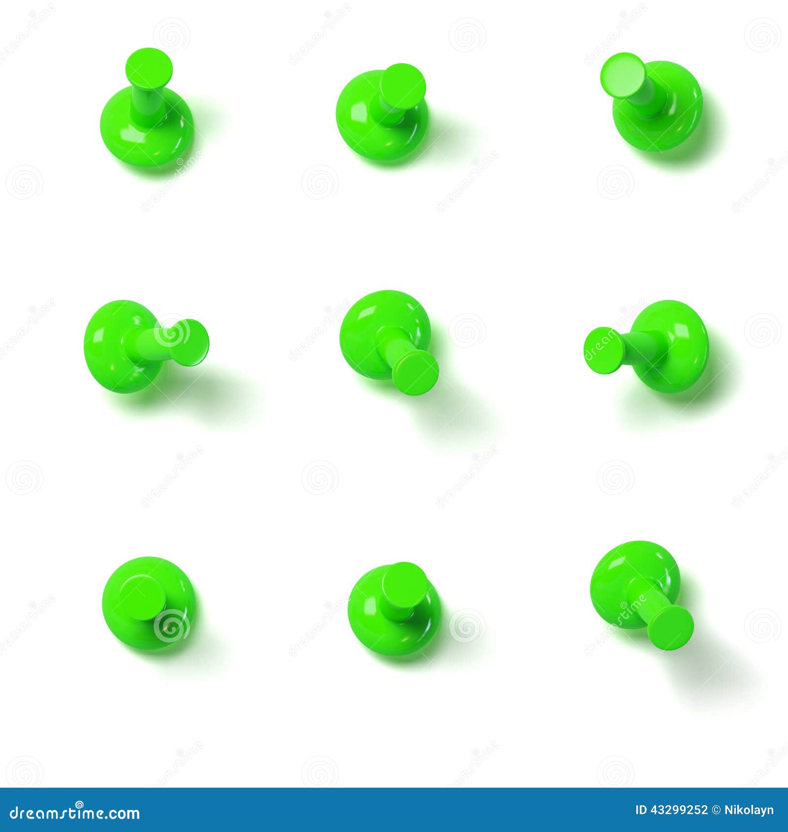 Green Push Pin Mockup. Plastic Thumb Tack Vector Illustration ...