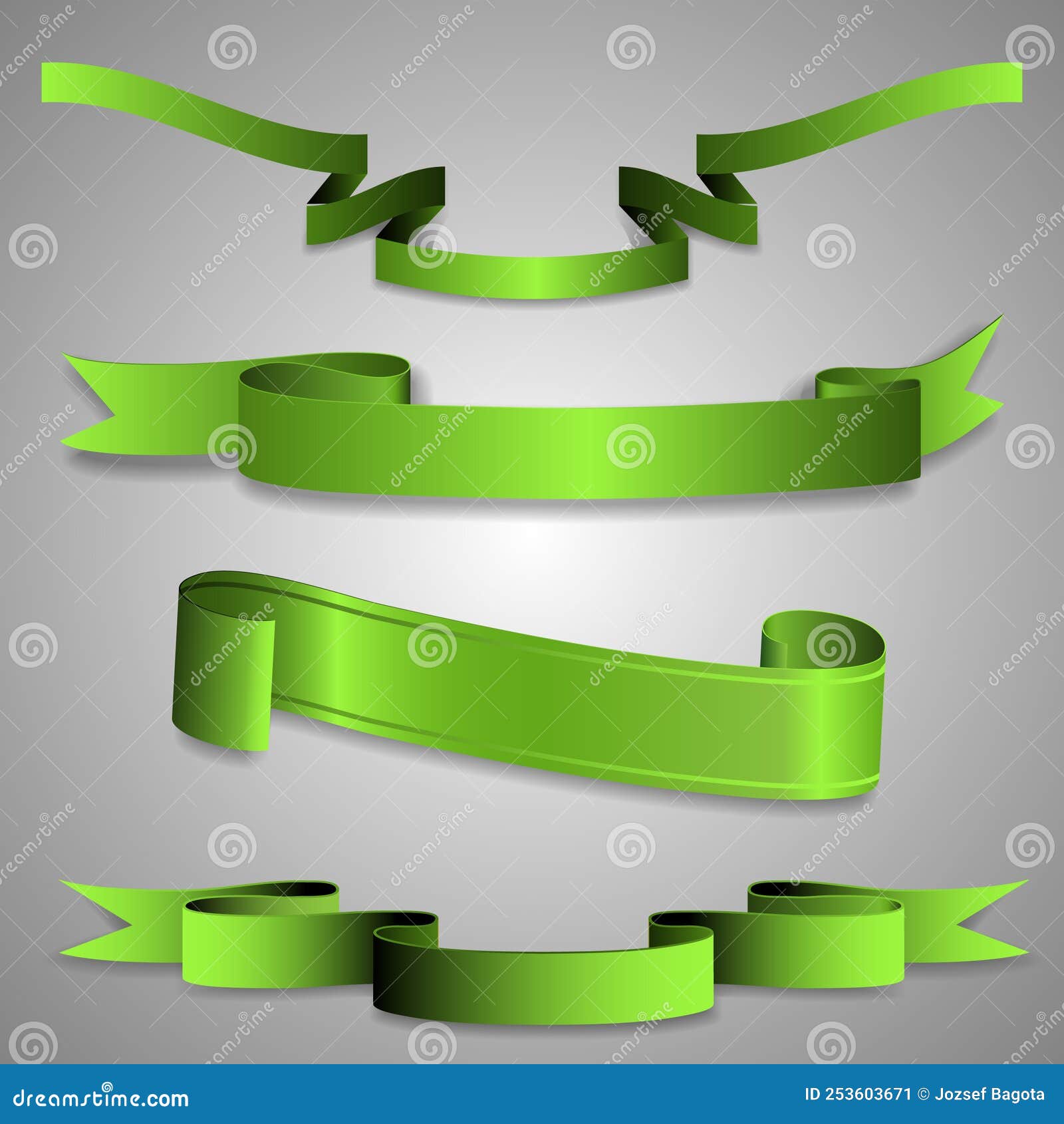 Set of Green Ribbon Designs Stock Vector - Illustration of ancient ...