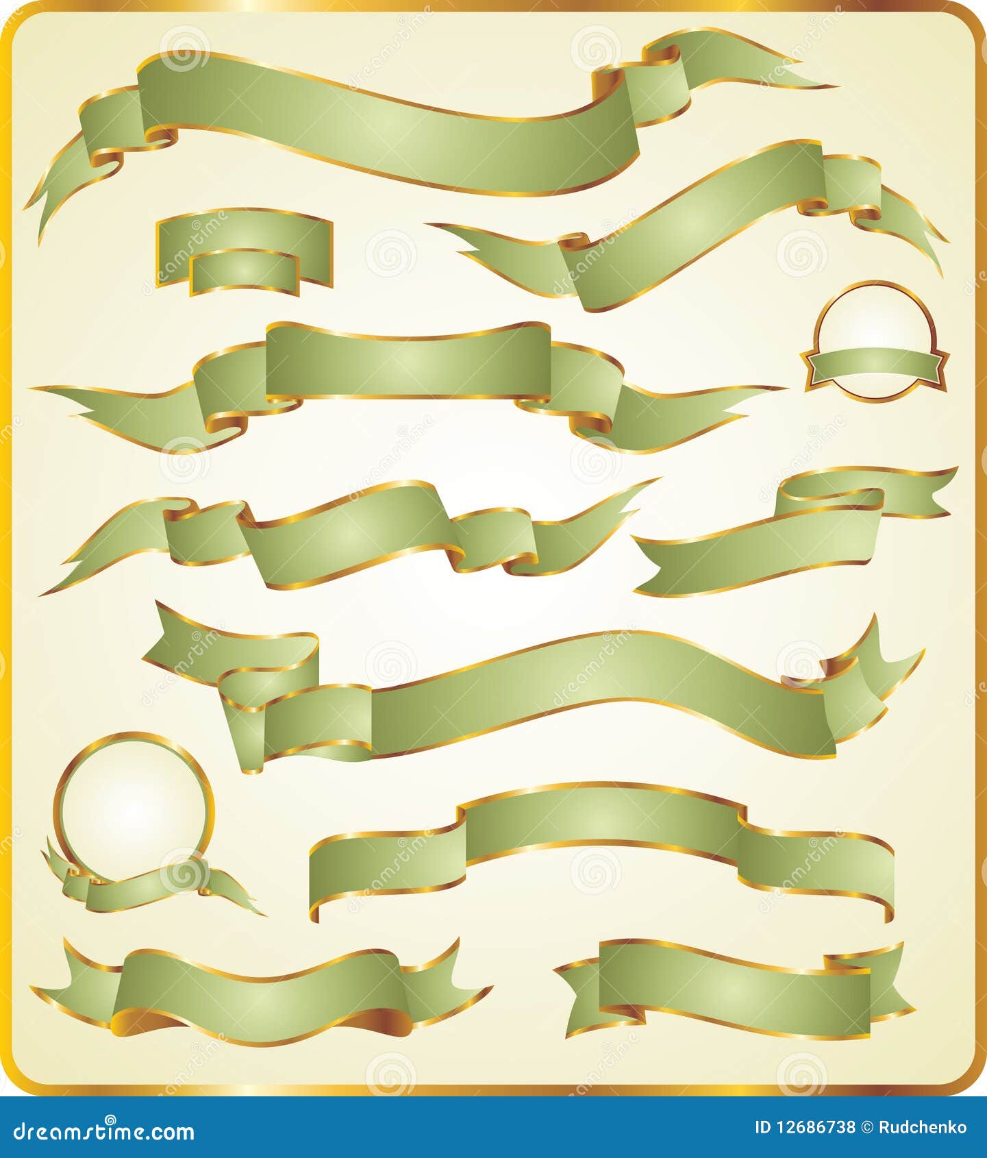 Set of green ribbons. stock vector. Illustration of element - 12686738