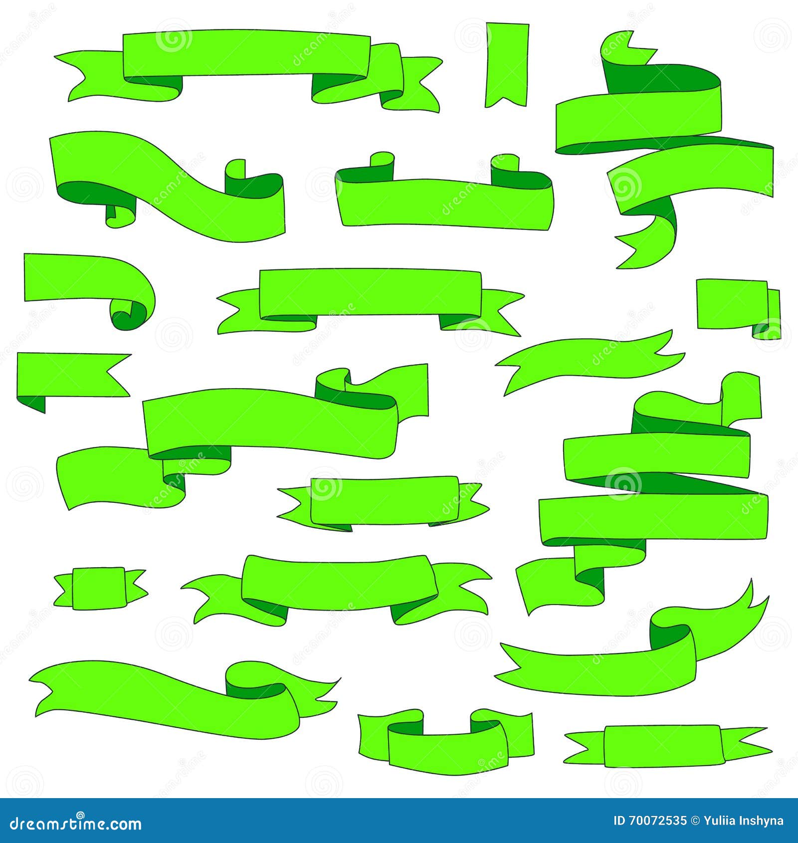 Set of Green Ribbons Banners Stock Vector - Illustration of object ...