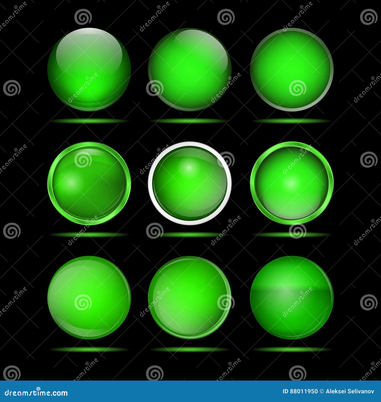 Set of Green Round Buttons for Website. Stock Vector - Illustration of ...