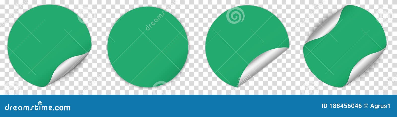 Set of Green Round Sticker Banner on White Background Stock Vector ...
