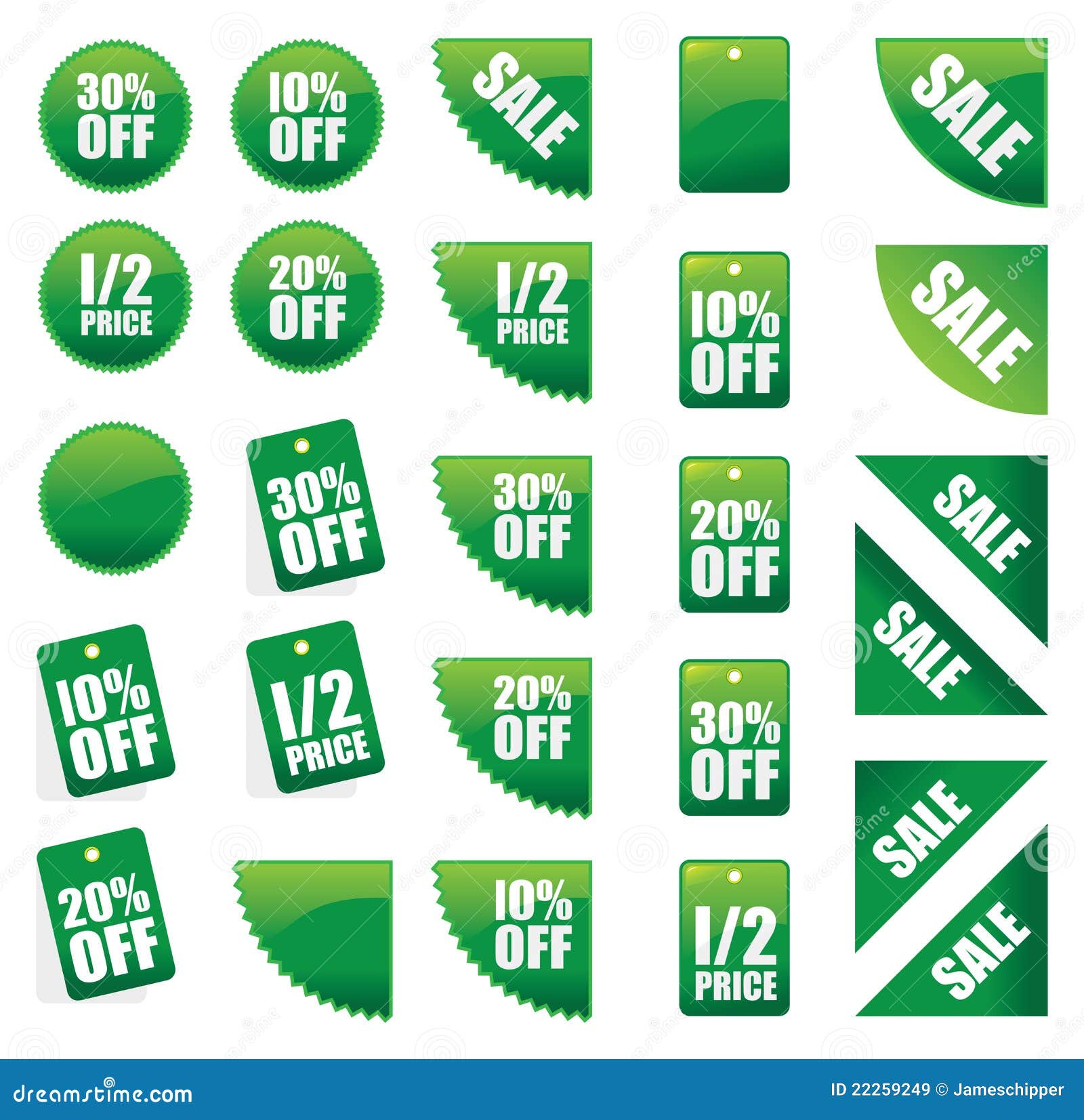 Set of green sales signs stock vector. Illustration of market - 22259249