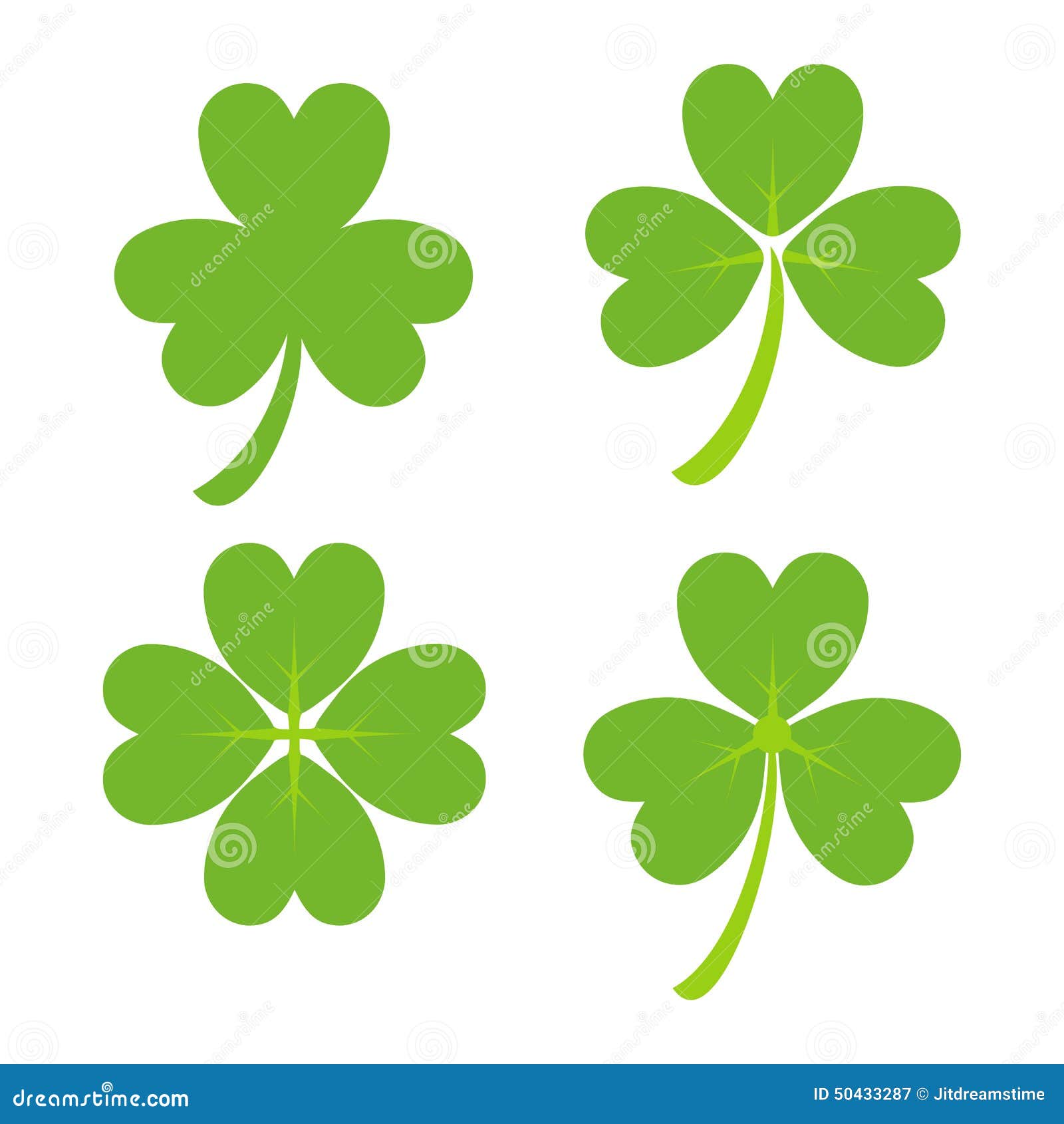 Set of Green Shamrock Symbols Vector Stock Vector - Illustration of ...