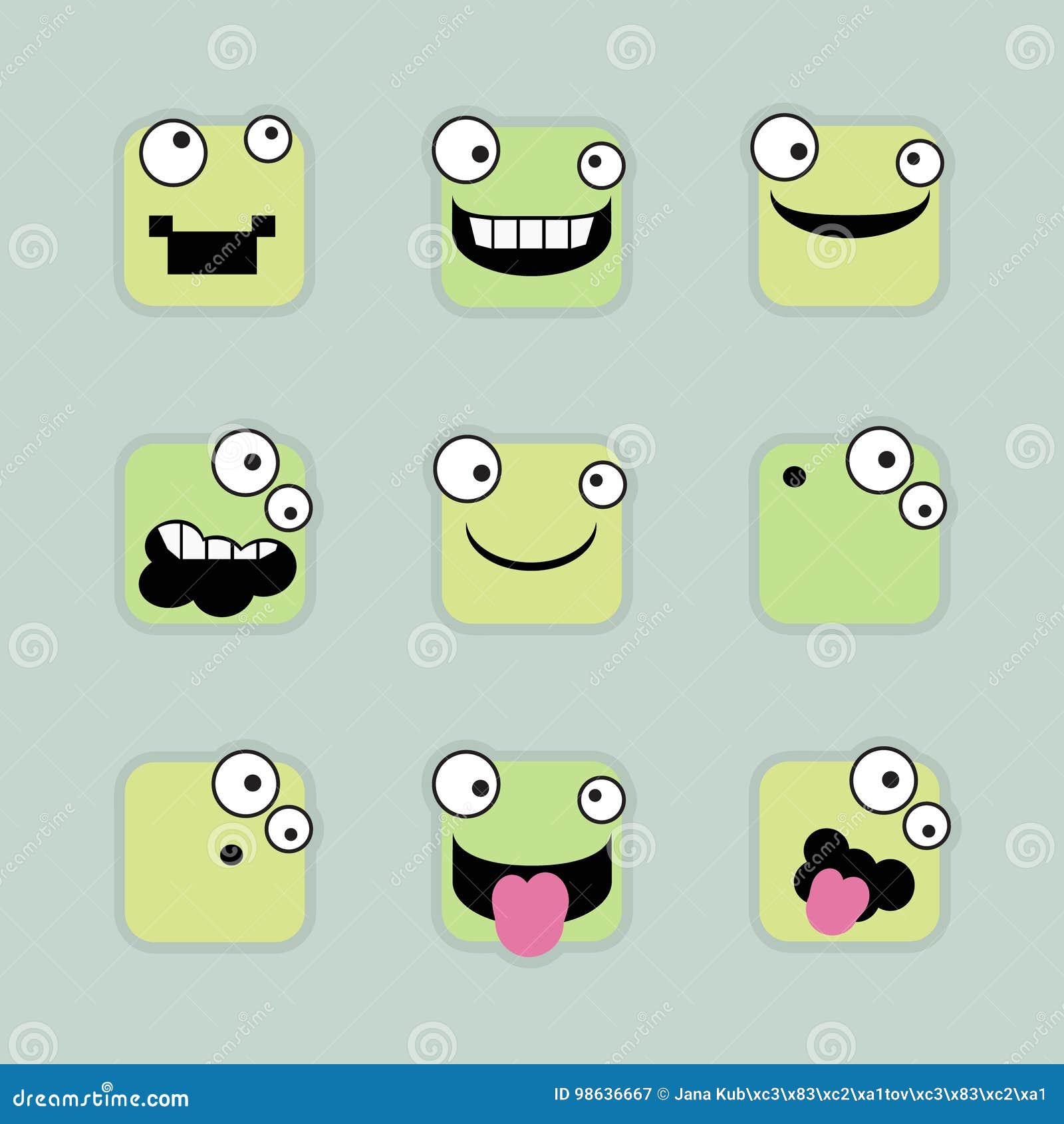 Square emoticons stock vector. Illustration of emoticon - 98636667
