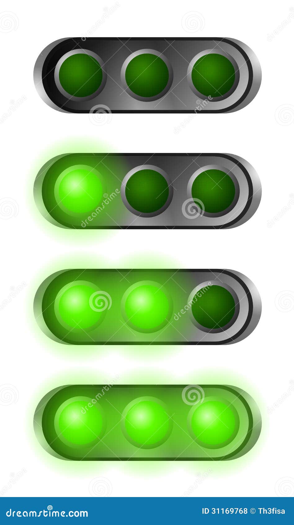 Set of green start lights stock illustration. Illustration of lights ...