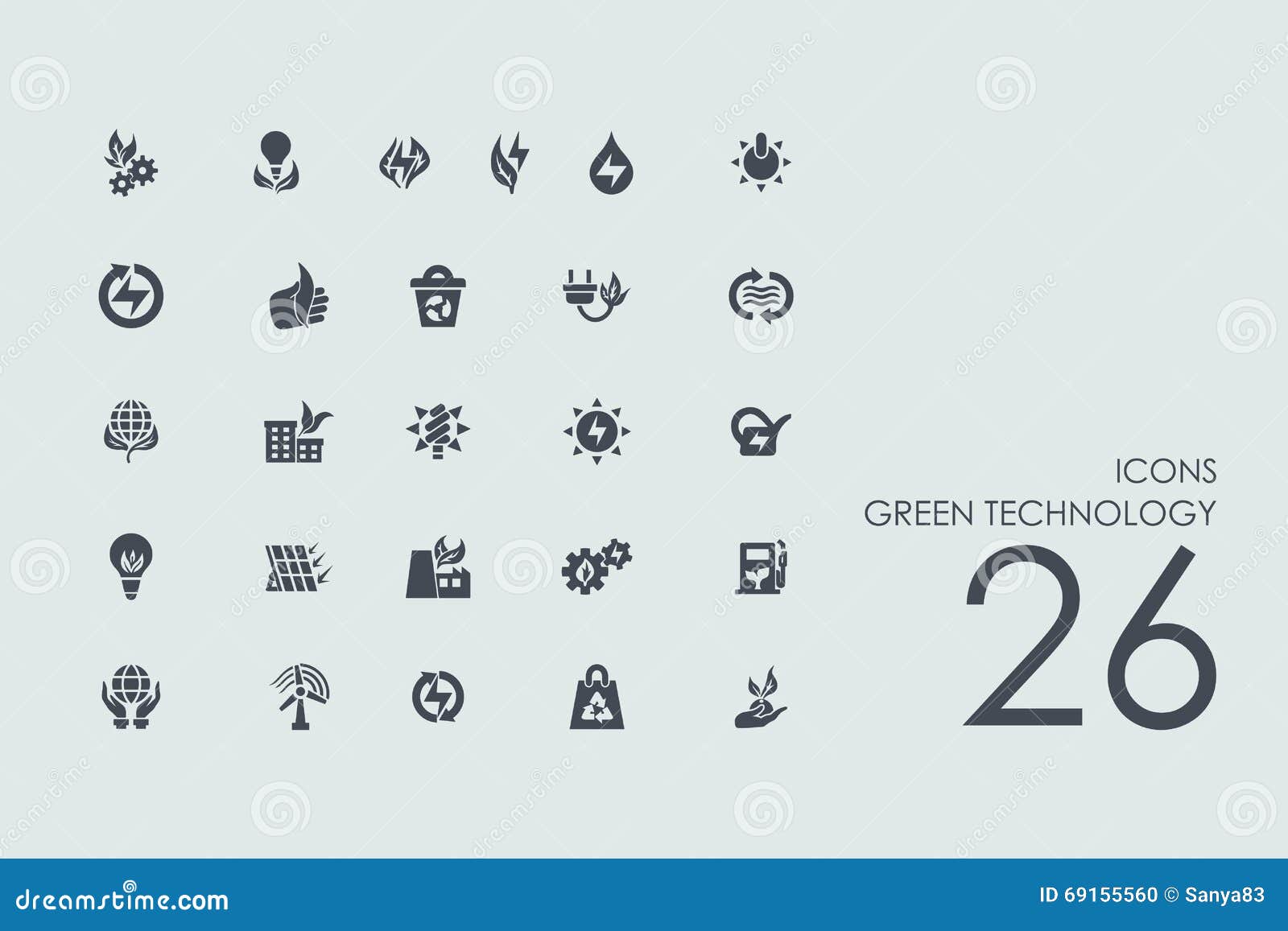 Set of Green Technology Icons Stock Vector - Illustration of color ...