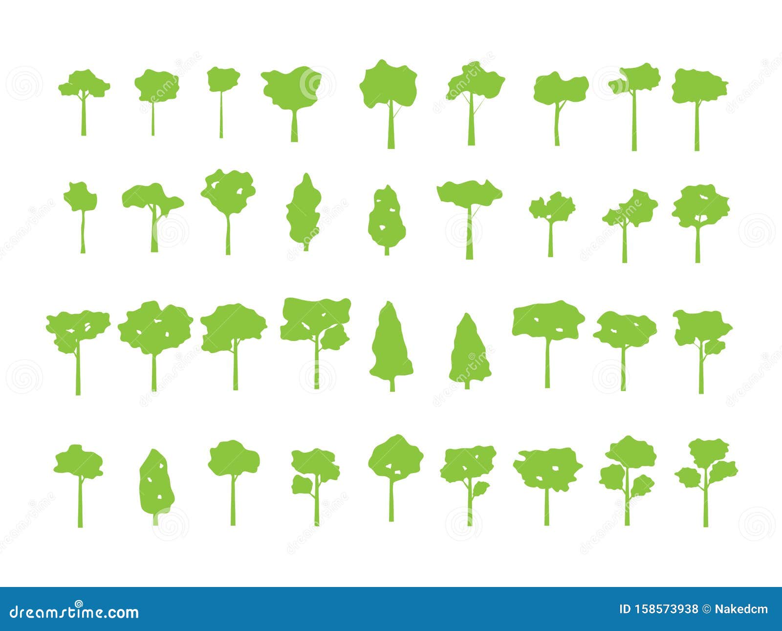 Set of Green Tree for Icon and Symbol Stock Vector - Illustration of ...