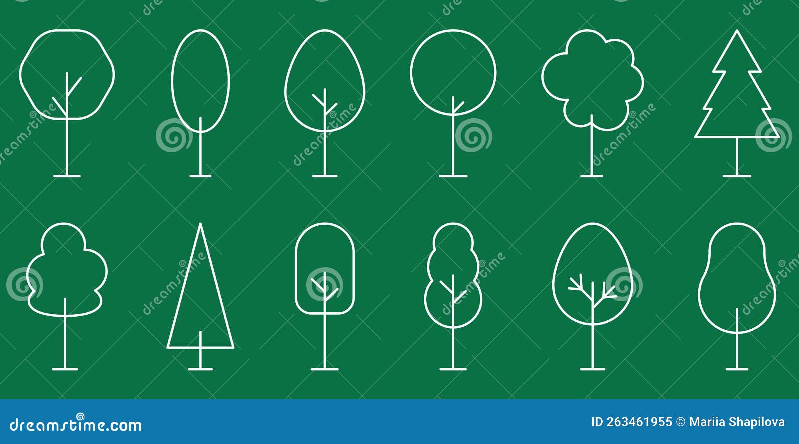 Set of green tree icons stock vector. Illustration of icon - 263461955