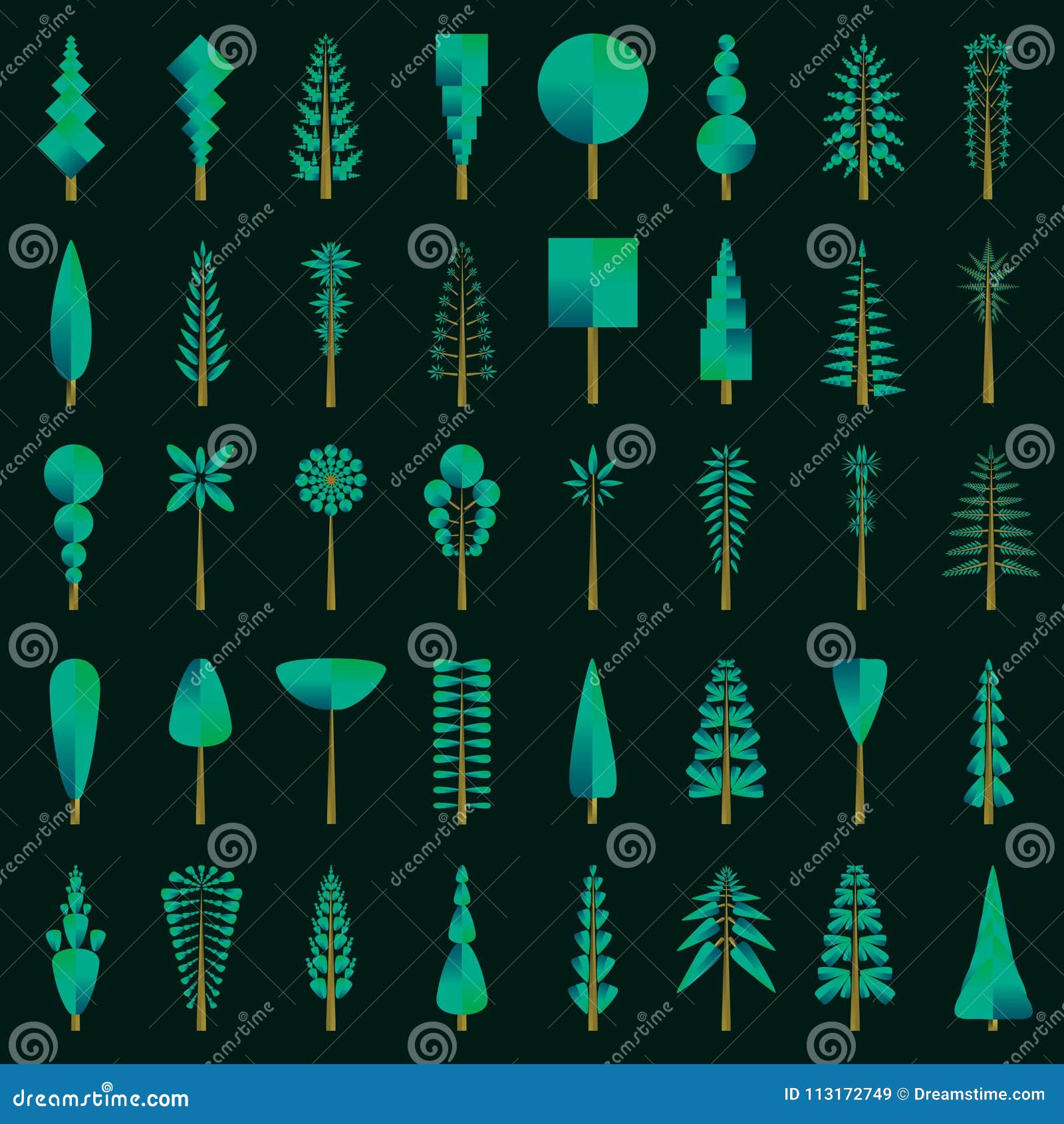 Trees stock vector. Illustration of botany, grass, graphic - 113172749