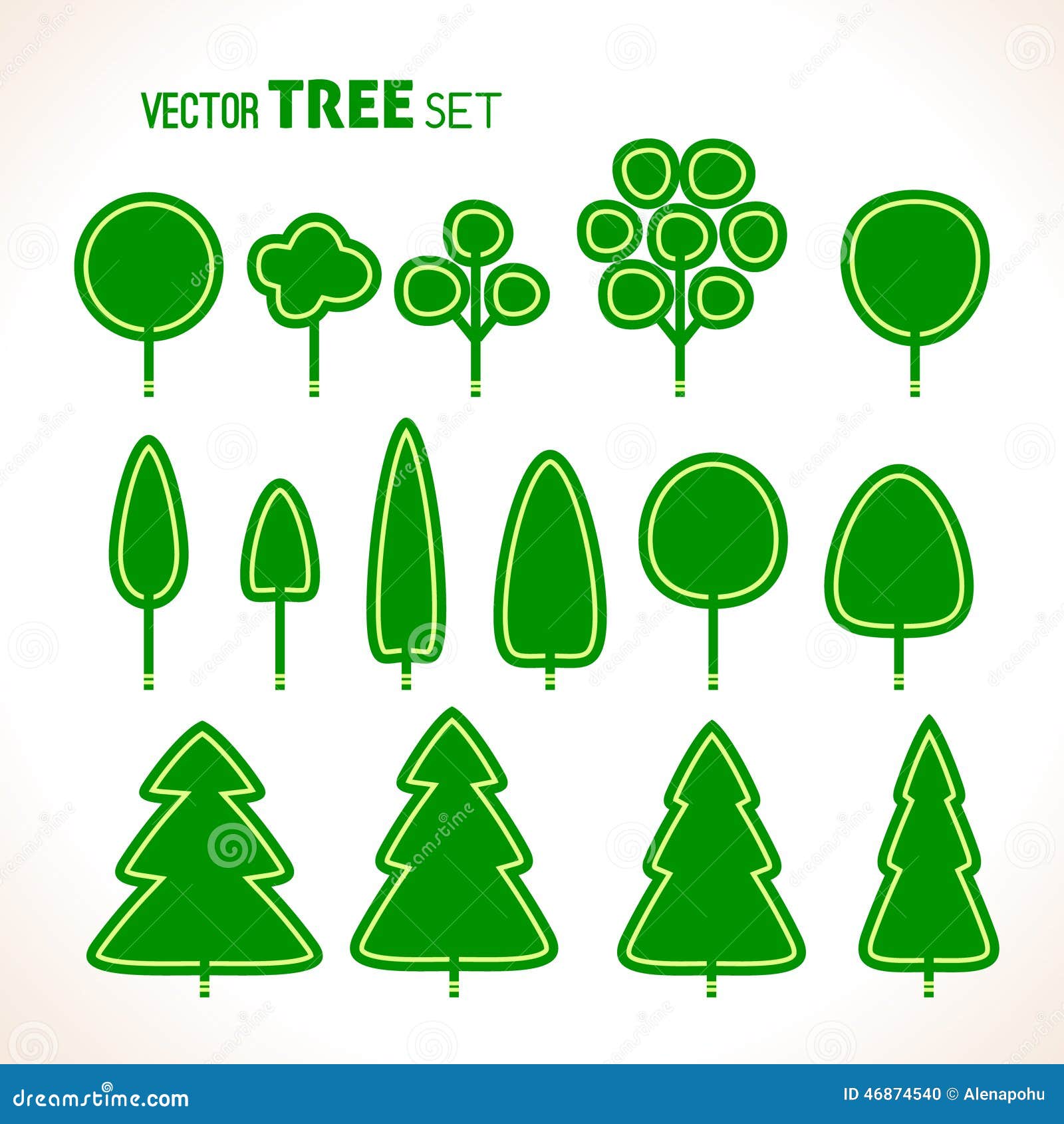 Set of green trees icons stock vector. Illustration of ecology - 46874540
