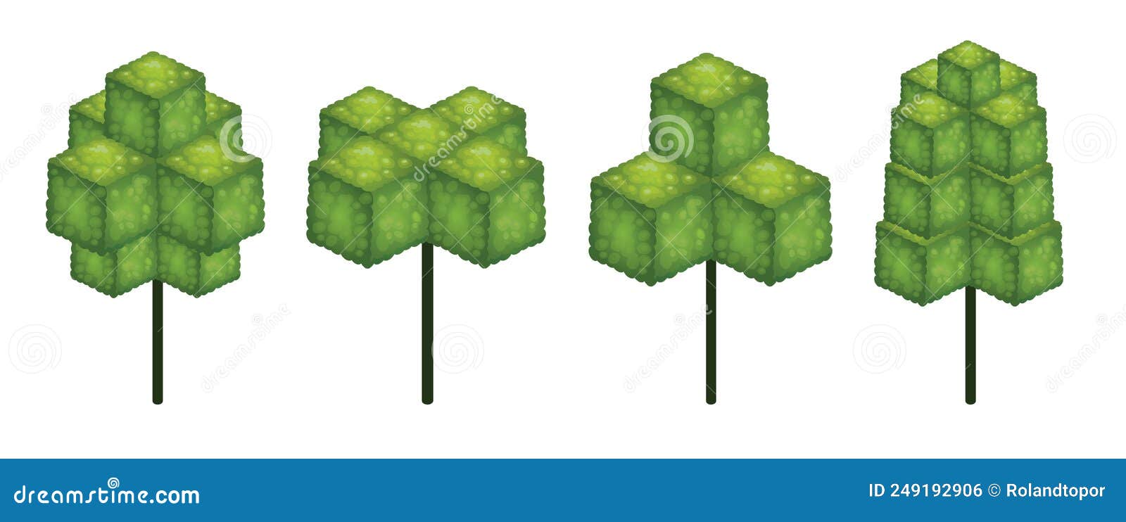 Set Green Trees. Vector Illustration Stock Illustration - Illustration ...