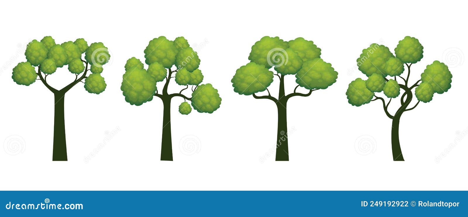 Set Green Trees. Vector Illustration Stock Illustration - Illustration ...