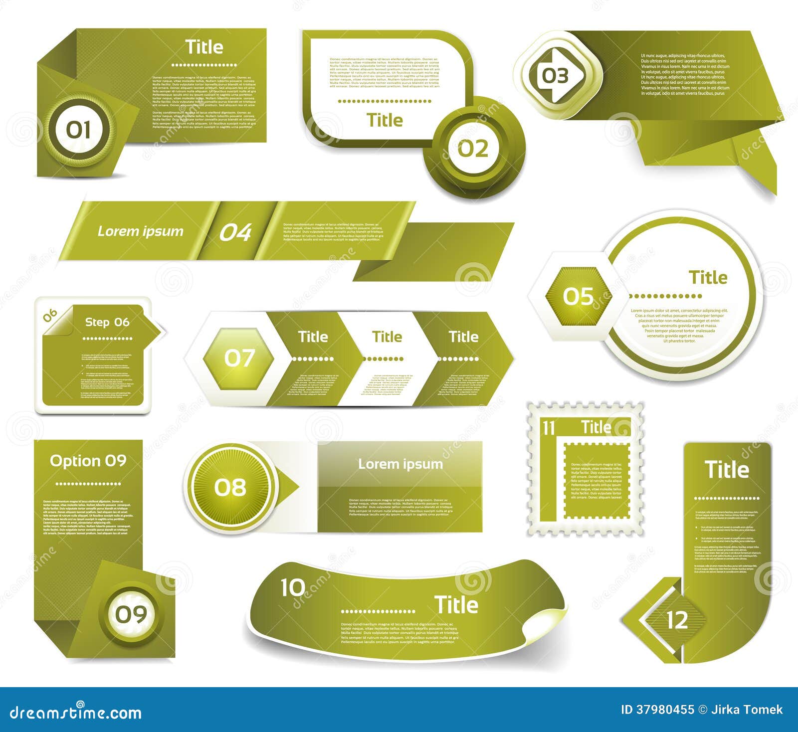 Set of Green Vector Progress, Version, Step Icons Stock Vector ...