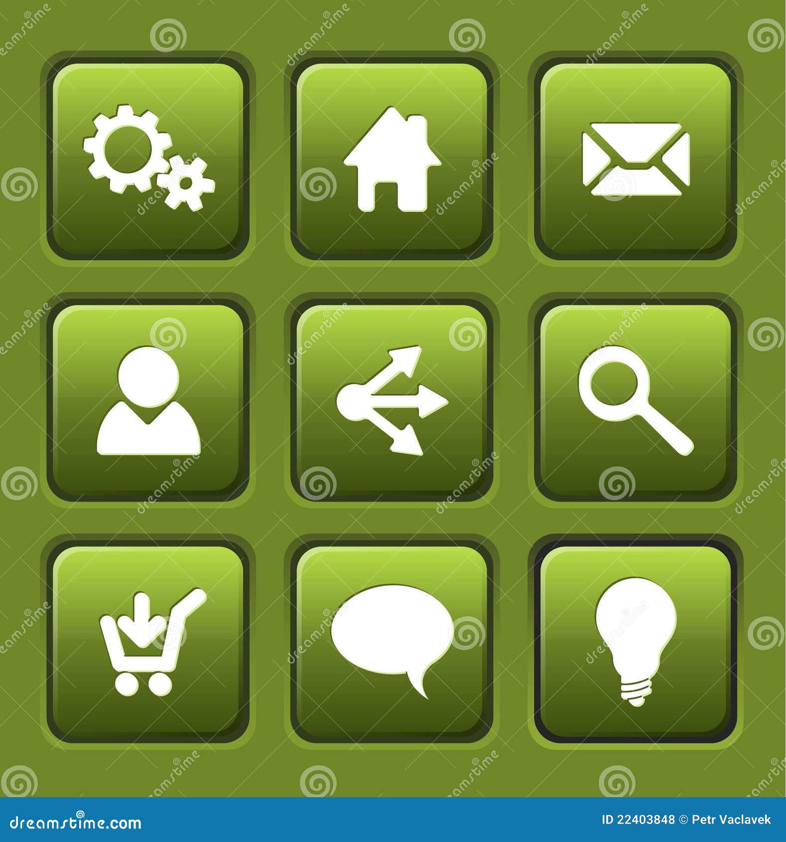 Set of Green Vector Web Square Buttons Stock Vector - Illustration of ...