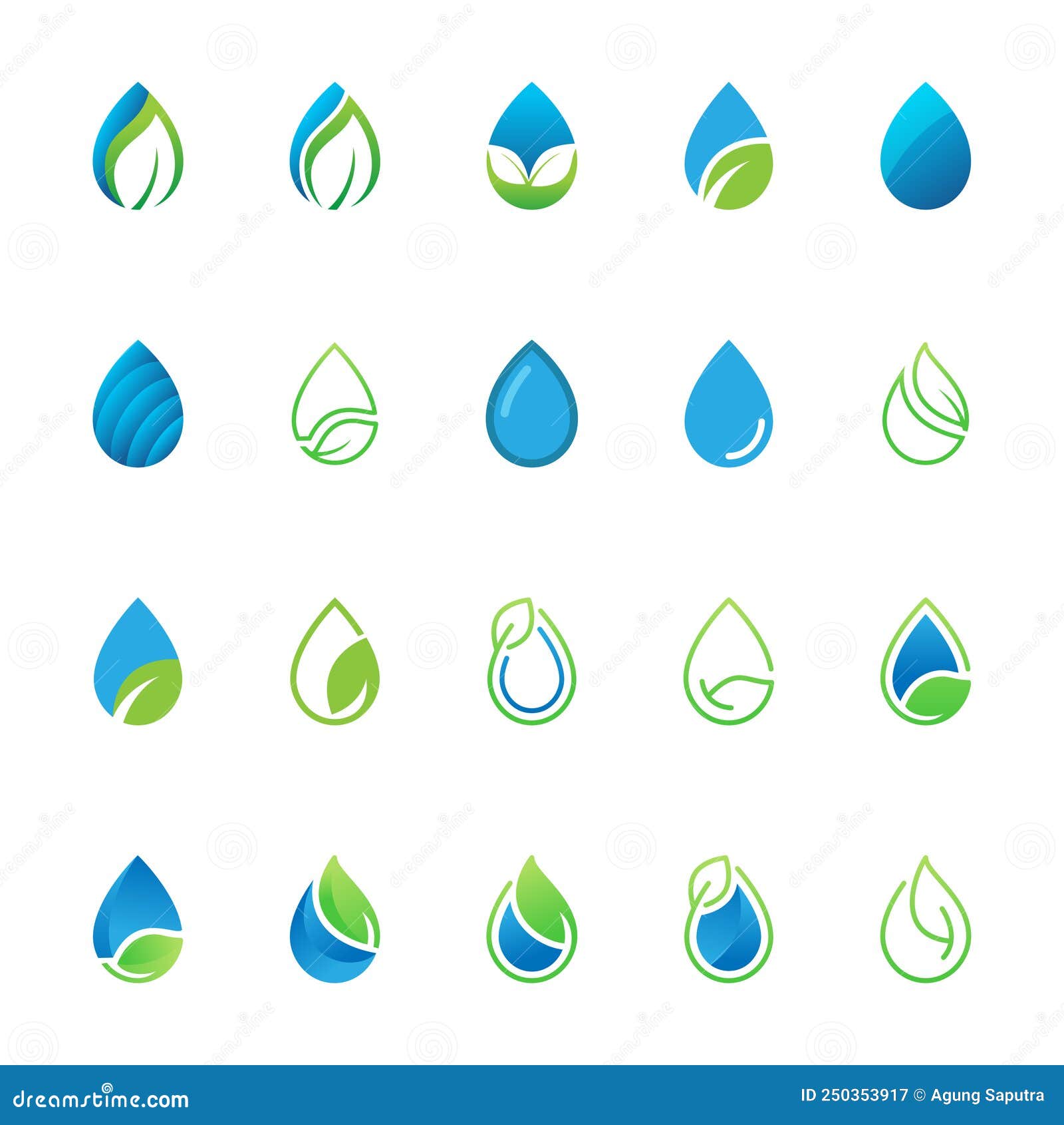 Set of Green Water Logo Design Stock Vector - Illustration of business ...