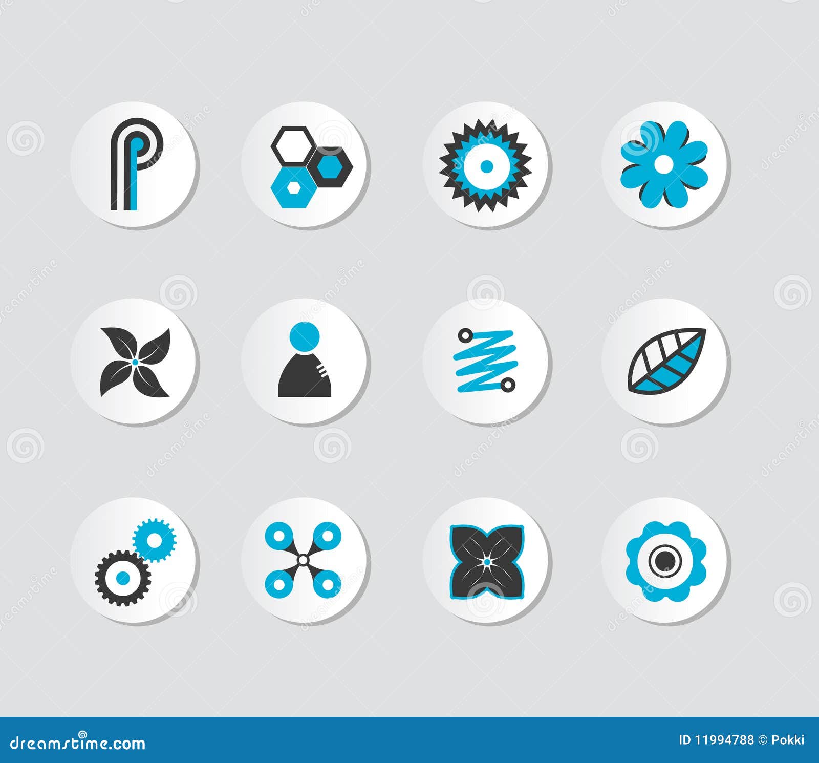 Set of Grey and Blue Icons. Stock Vector - Illustration of light ...