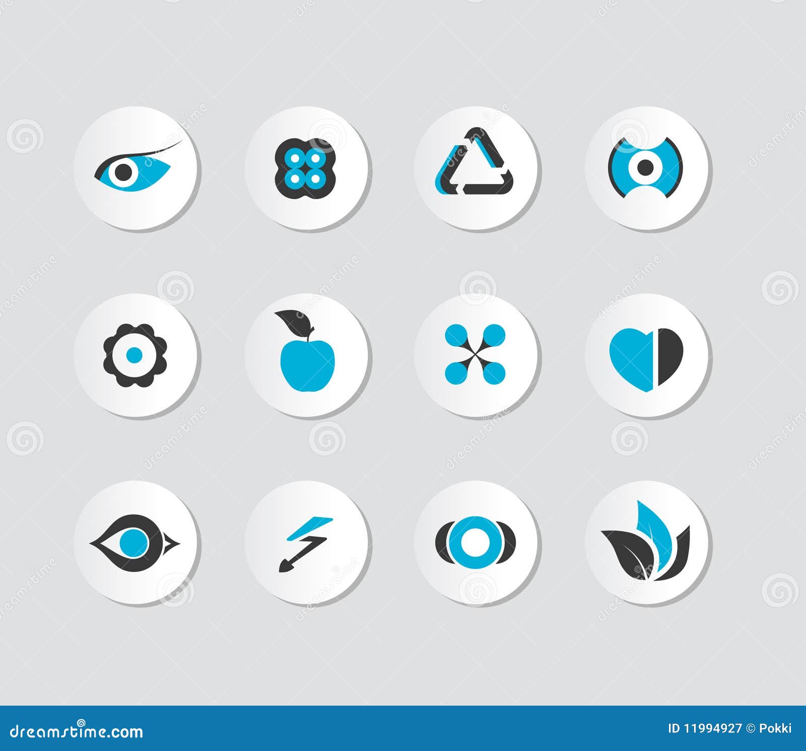 Set of Grey and Blue Icons. Stock Vector - Illustration of star, nature ...