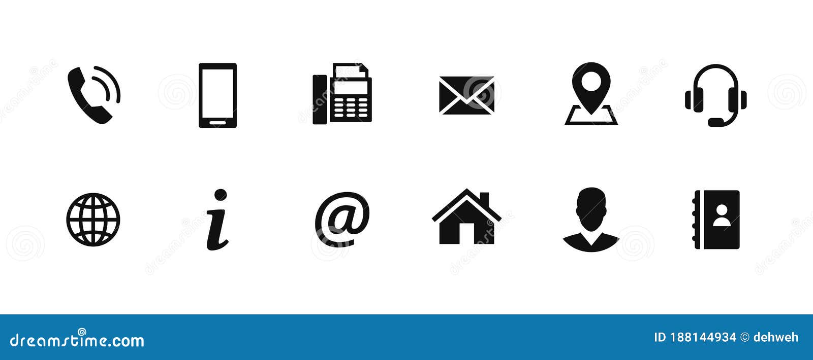 Set of grey contact icons stock vector. Illustration of mobile - 188144934