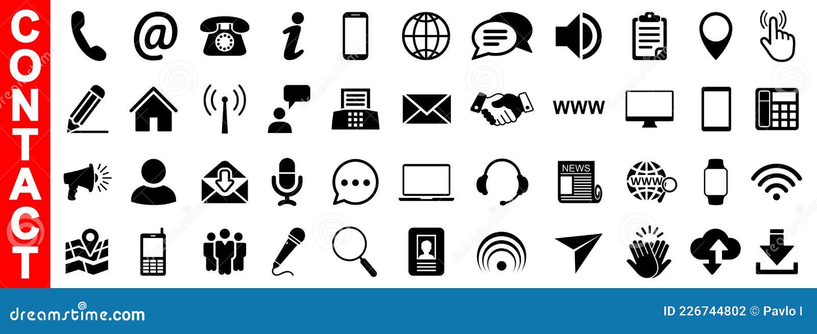 Set Grey Contact Icons, Communication Signs - Vector Stock Vector ...