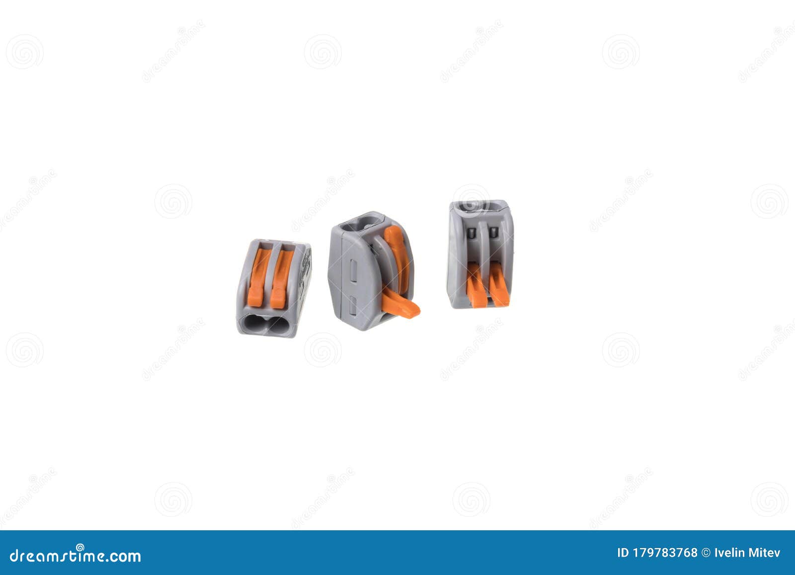 Set of Grey Double Installation Terminal Blocks , Isolated on White ...