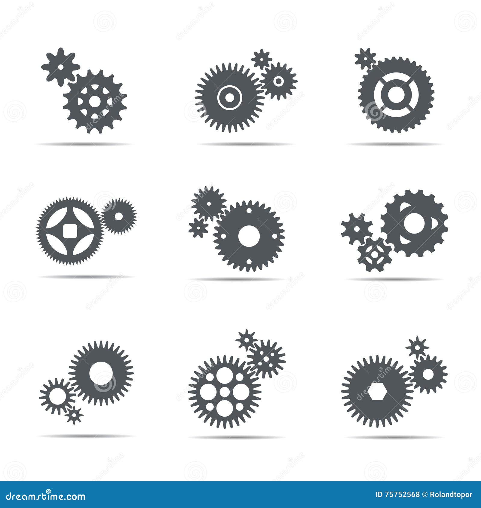 Set of Grey Gears. Vector Illustration. Stock Illustration ...