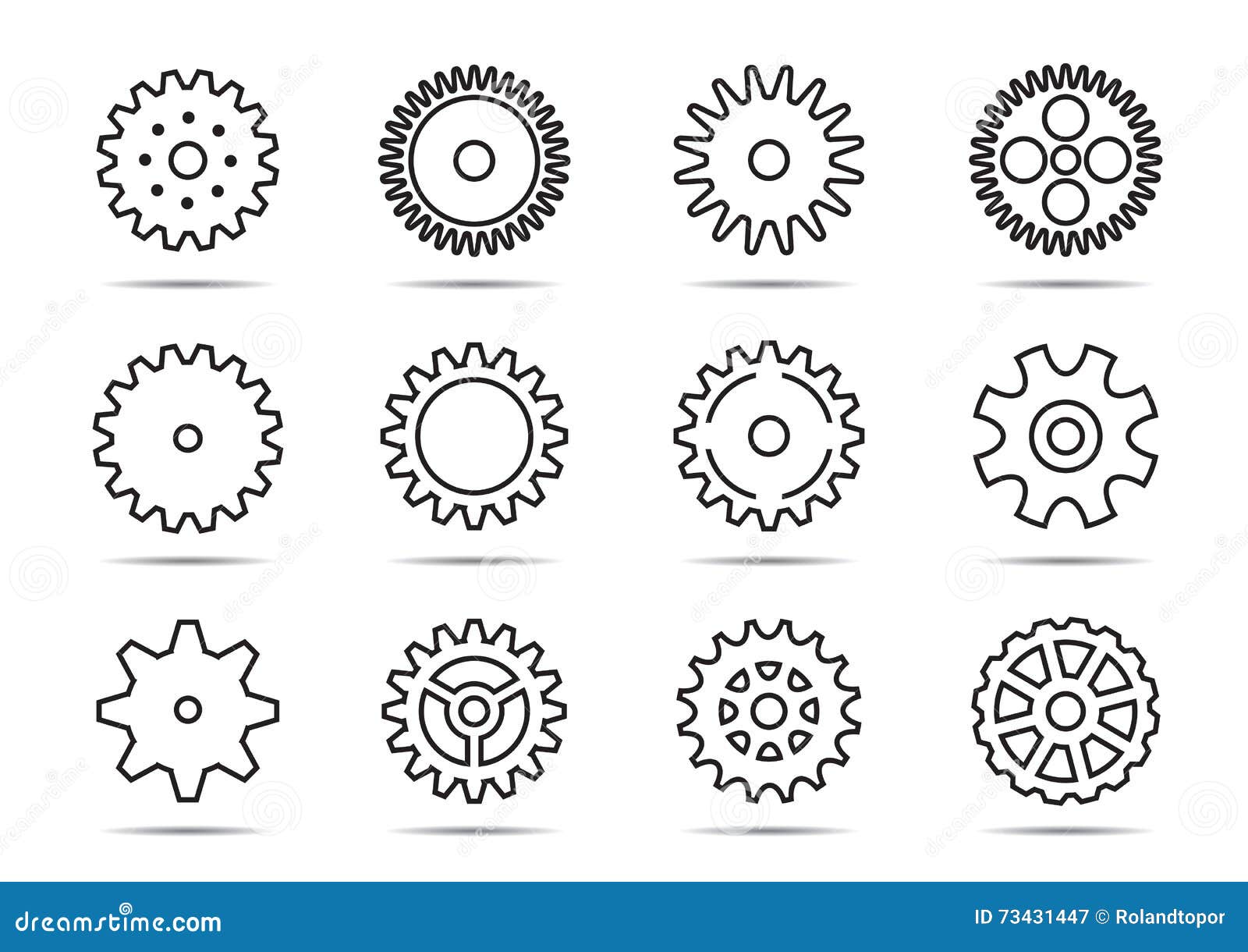 Set of Grey Gears. Vector Illustration. Stock Illustration ...