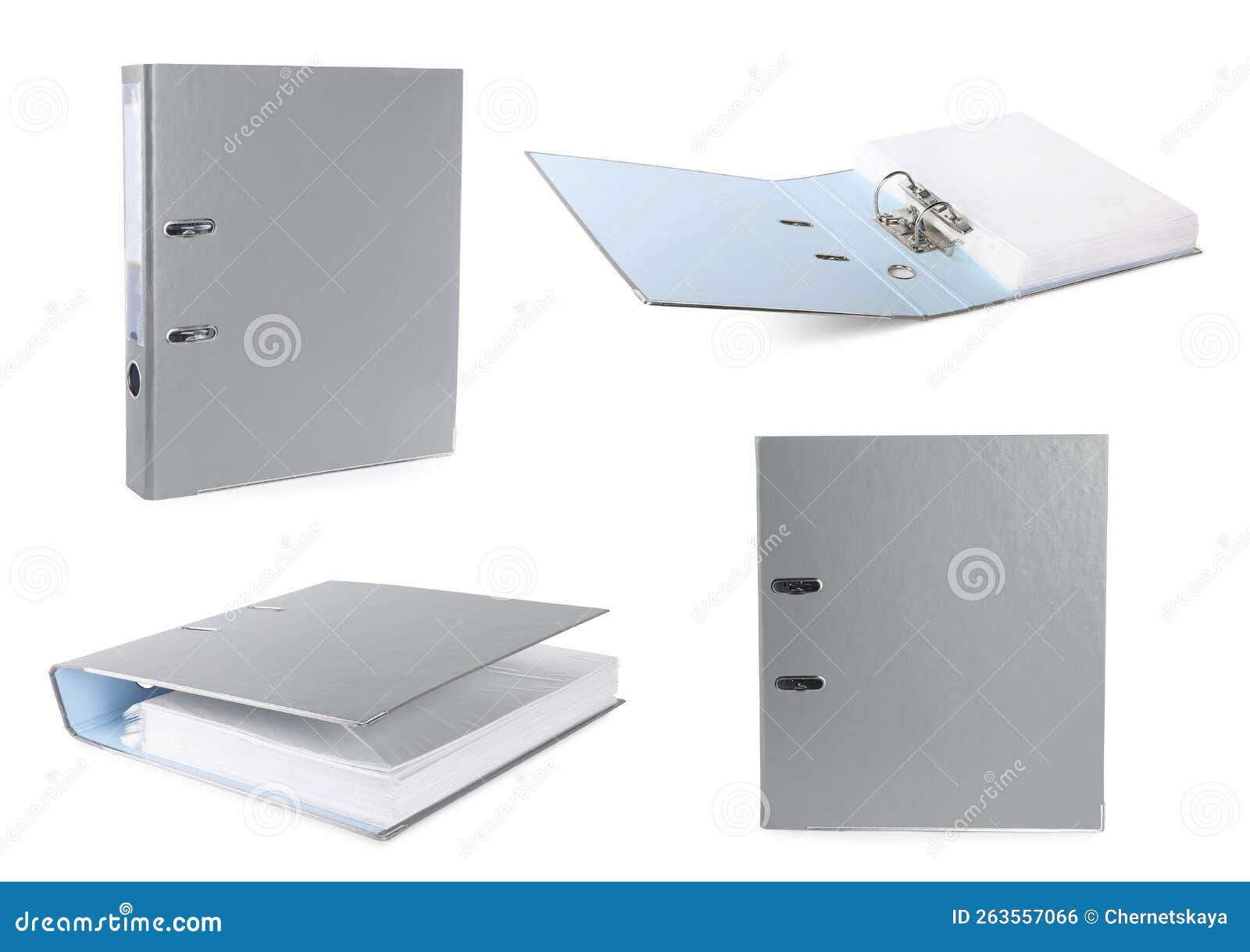 Set with Grey Office Folders on White Background Stock Photo - Image of ...