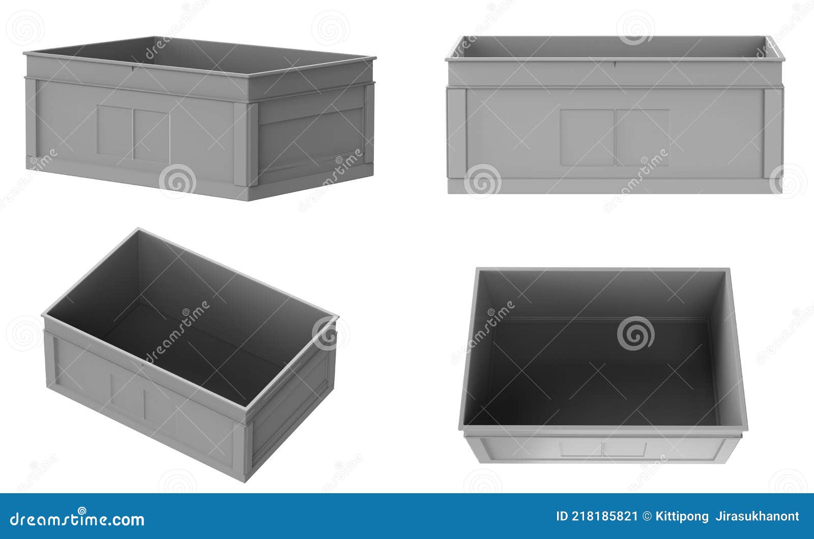 Set of grey plastic crates stock illustration. Illustration of basket ...