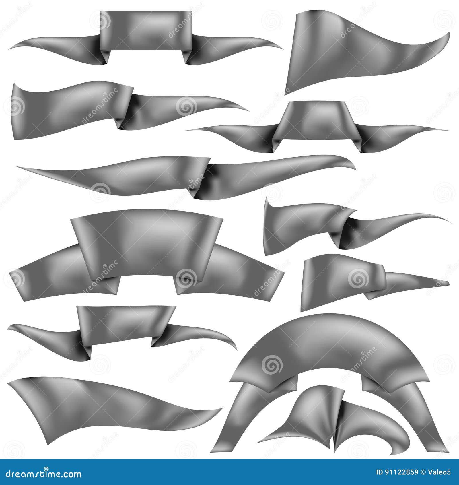Set of Grey Ribbons stock vector. Illustration of grand - 91122859