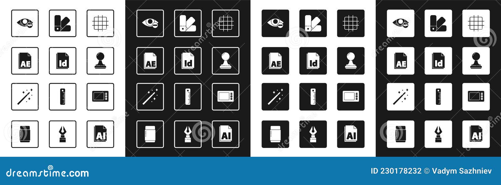 Set Grid Graph Paper, ID File Document, AE File, Red Eye Effect, Stamp ...