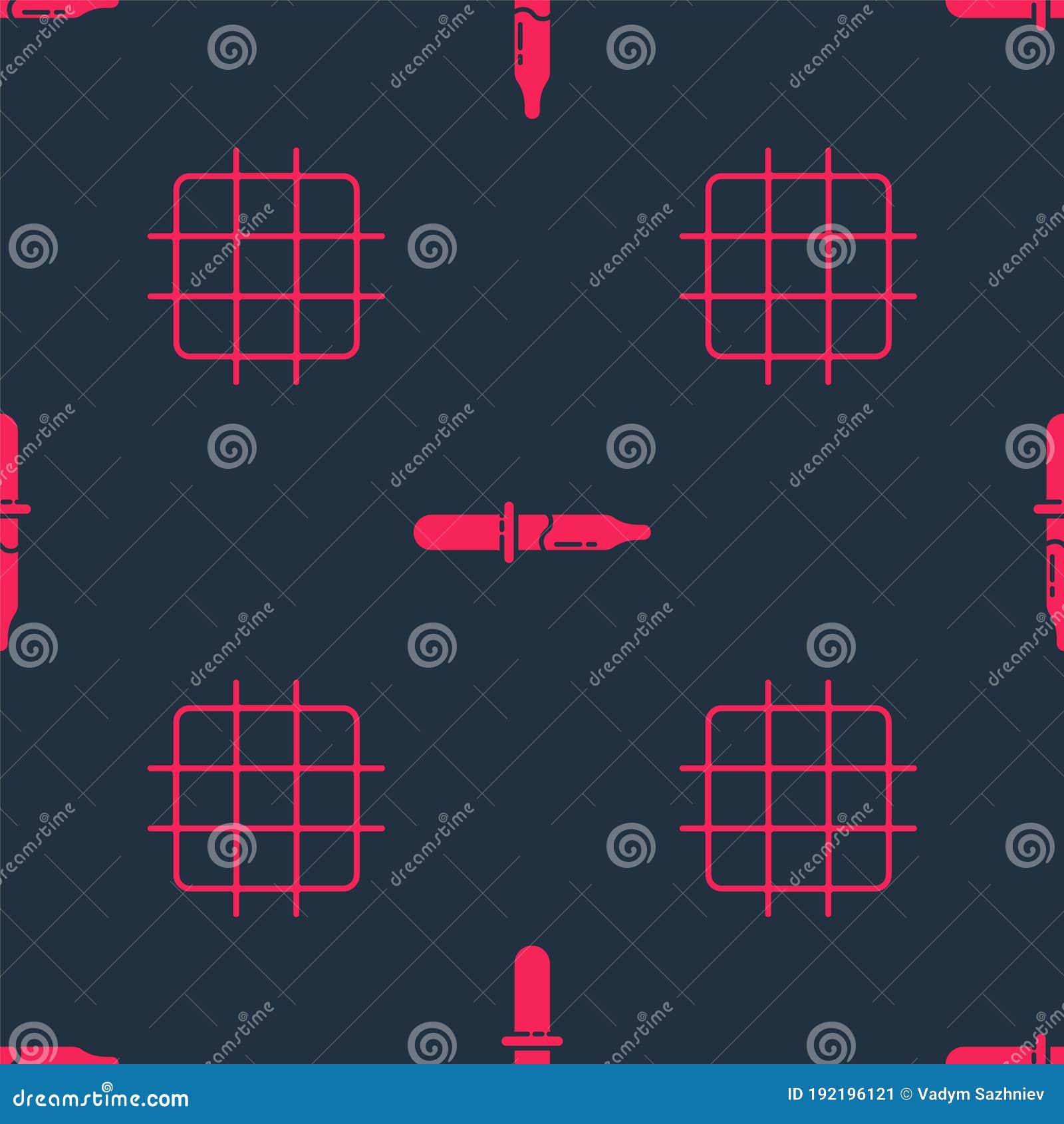 Set Grid Graph Paper and Pipette on Seamless Pattern. Vector Stock ...