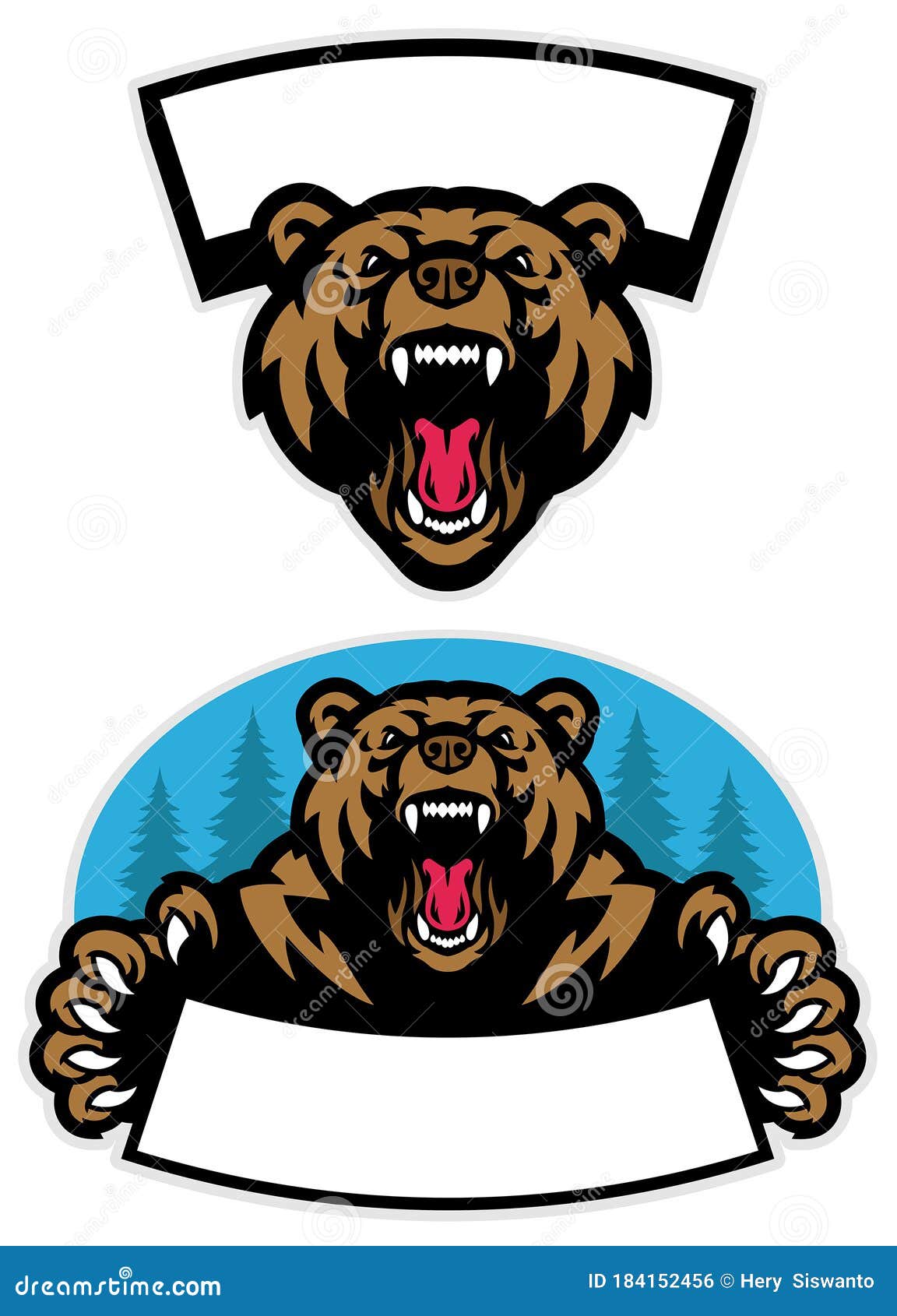 Set of Grizzly Bear Mascot Design Stock Vector - Illustration of animal ...