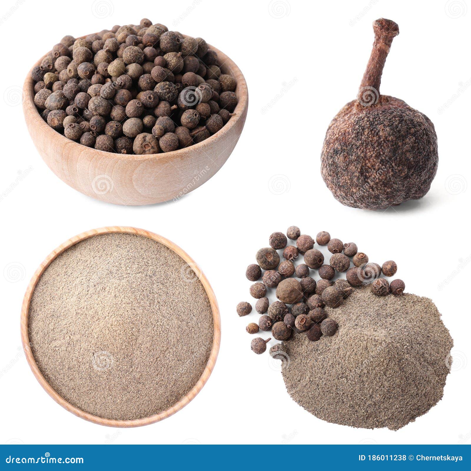 Set of Ground Pepper and Grains on Background Stock Photo - Image of ...