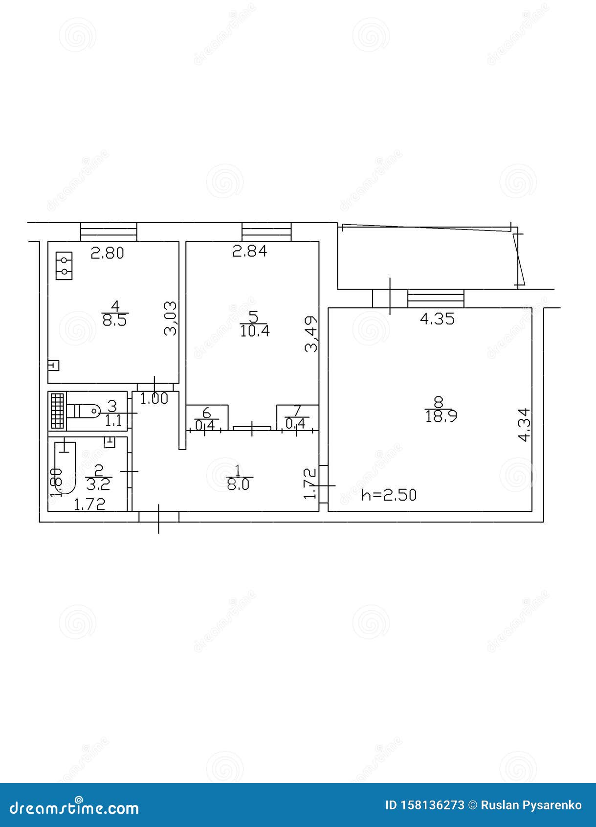 Set of Groundfloor Blueprints. Floorplan. Stock Illustration ...