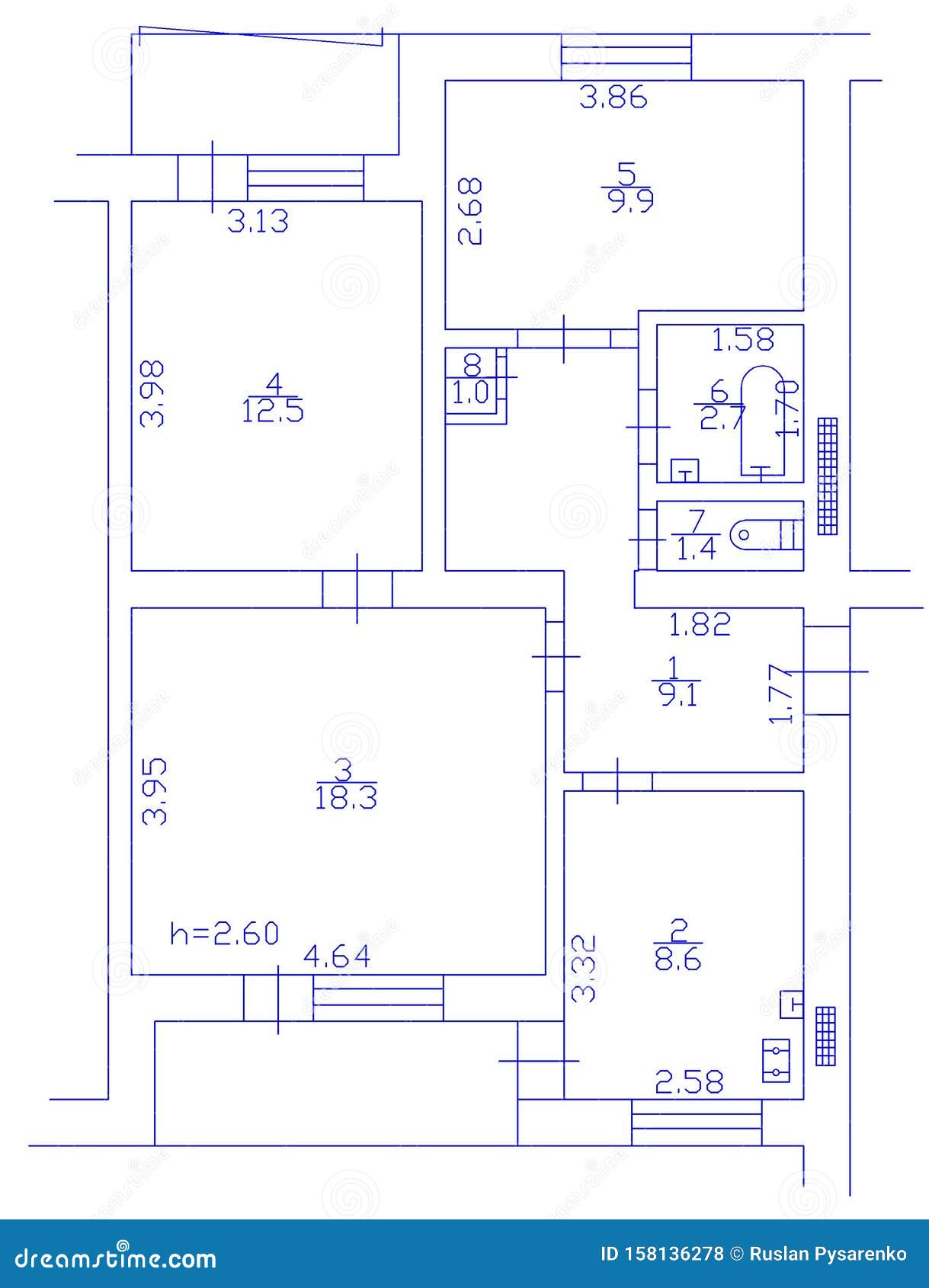 Set of Groundfloor Blueprints. Floorplan. Stock Illustration ...