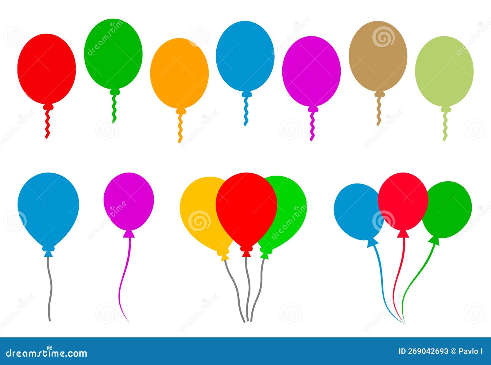 Set Group Colored Helium Fly Balloons Icon - Vector Stock Vector ...