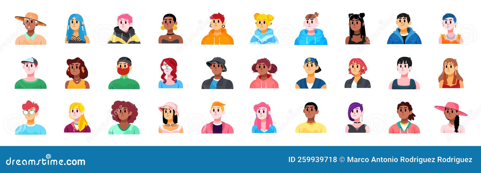 Set Group Faces Draw Vector Illustration Stock Illustration ...