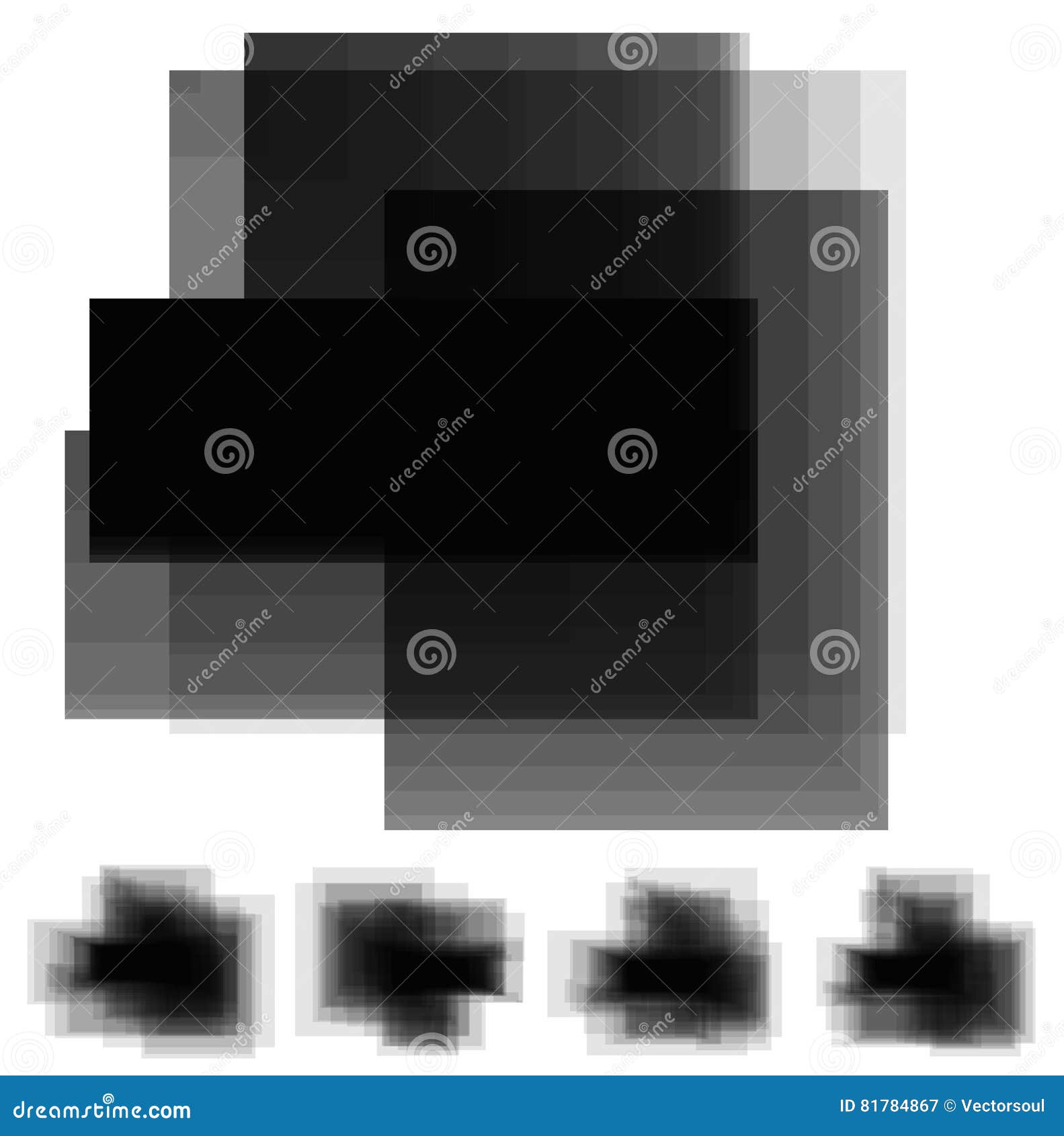 Set of 5 Group of Intersecting Rectangles - Geometric Element Se Stock ...