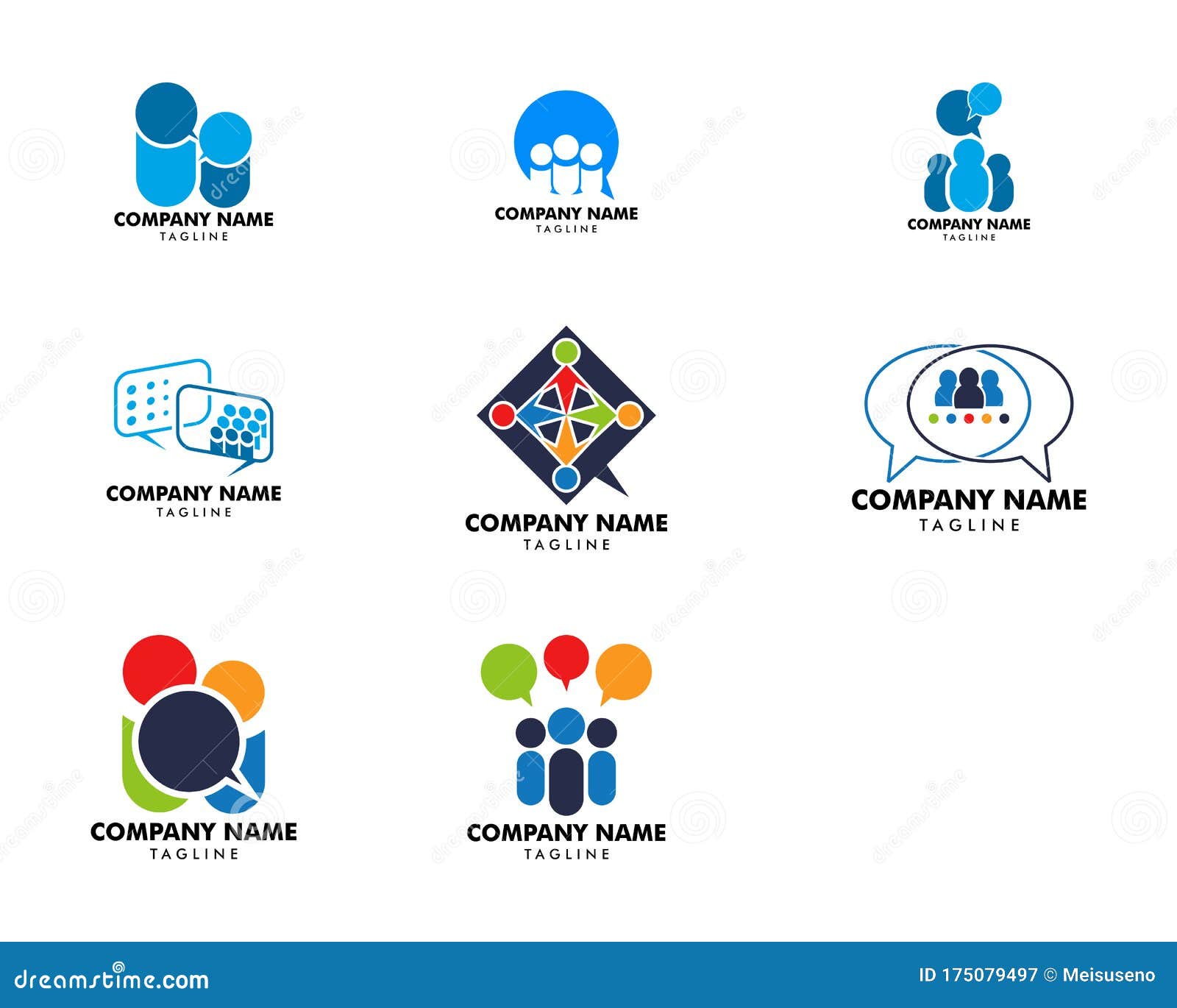 Set of Group People Chat Logo Design Template Stock Vector ...
