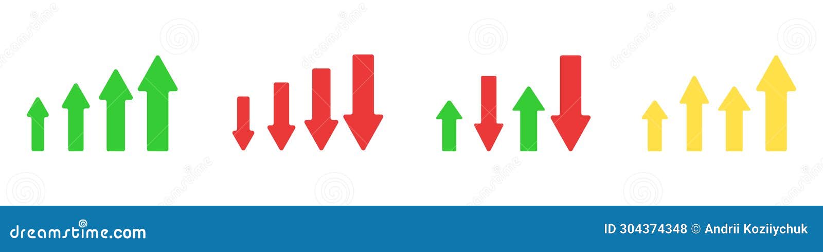 Set of Growing Arrows Vector. Arrows Infographics Colored Vector ...