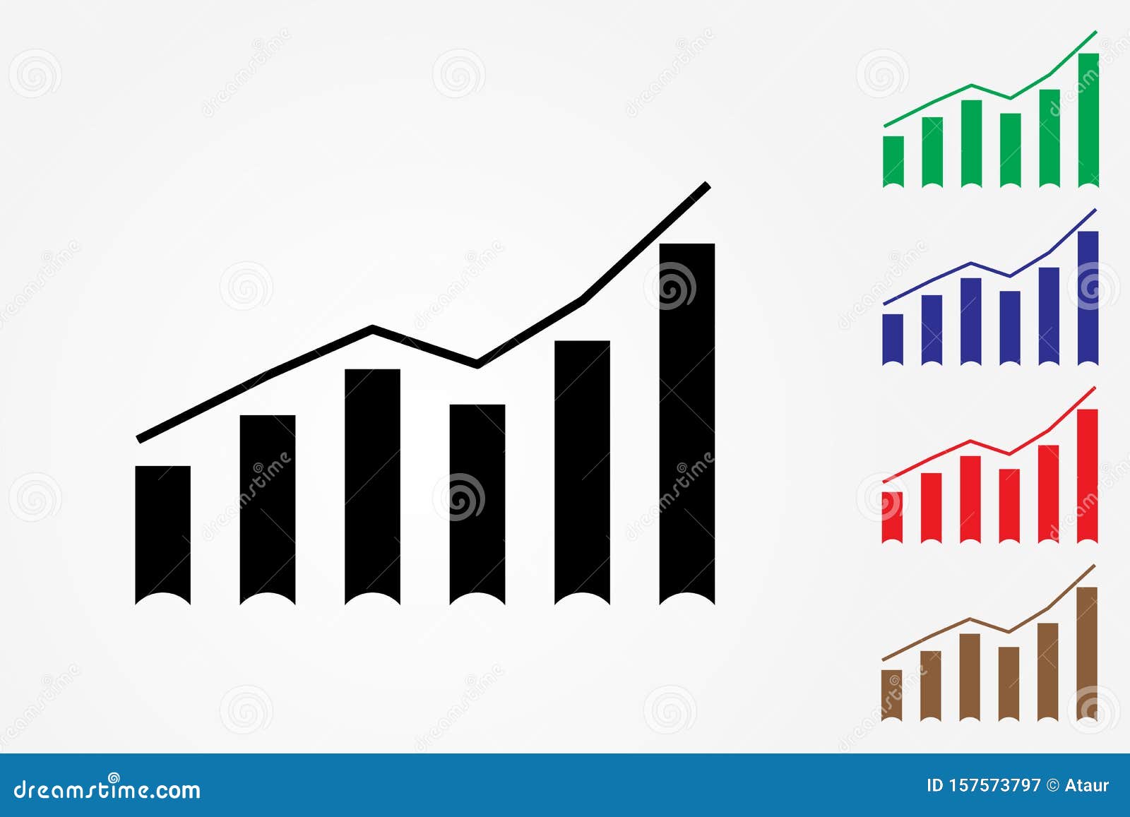Set of Growth Chart Vectors with Different Colors on White Background ...