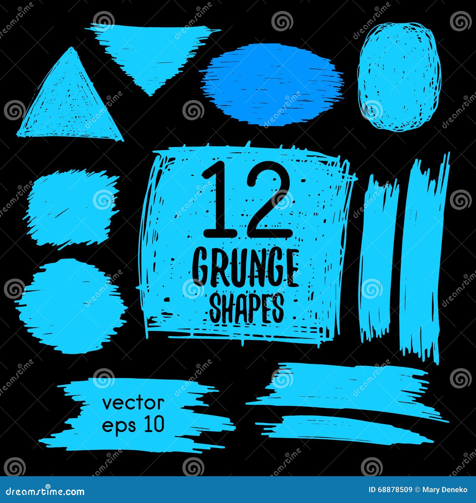 Set of 12 Grunge Abstract Textured Vector Shapes. Stock Vector ...