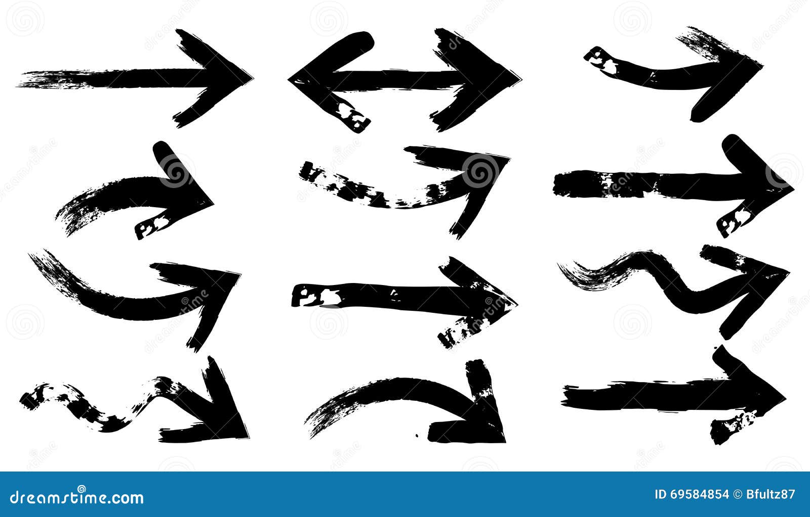 Set of Grunge Arrows stock vector. Illustration of grunge - 69584854